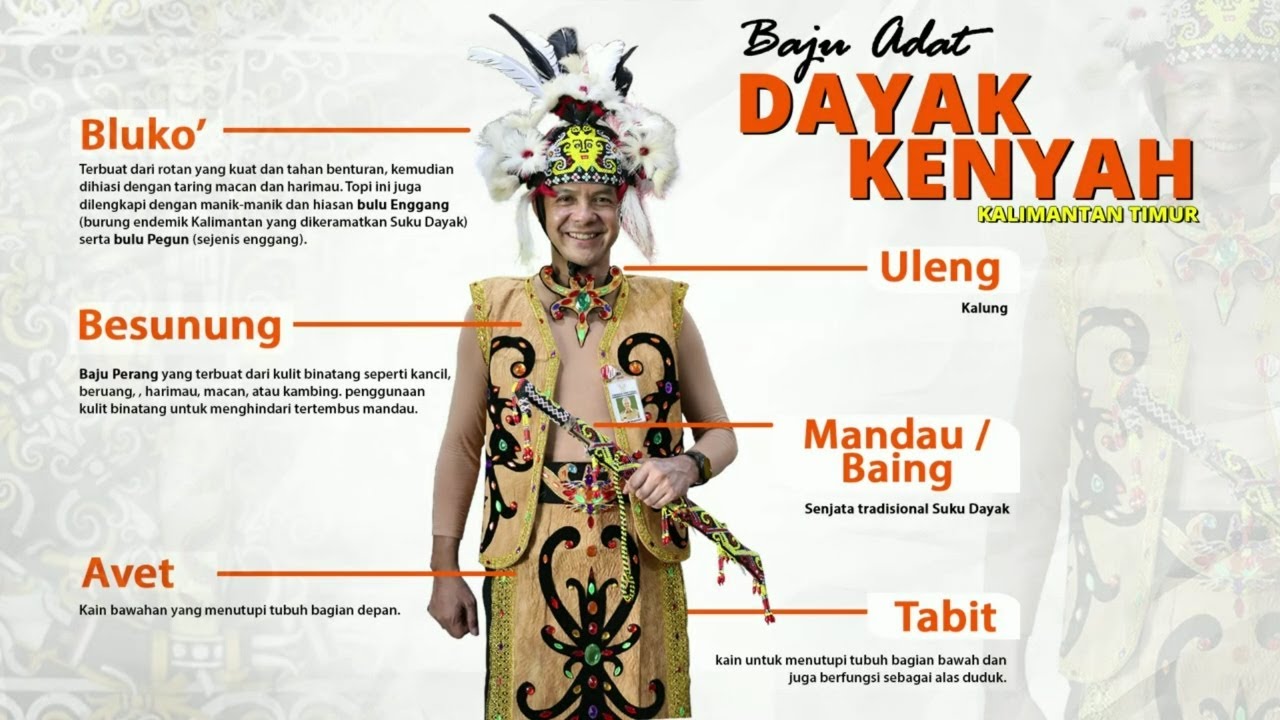 KEREN..!! GANJAR KE KANTOR MEMAKAI BAJU ADAT DAYAK - YouTube