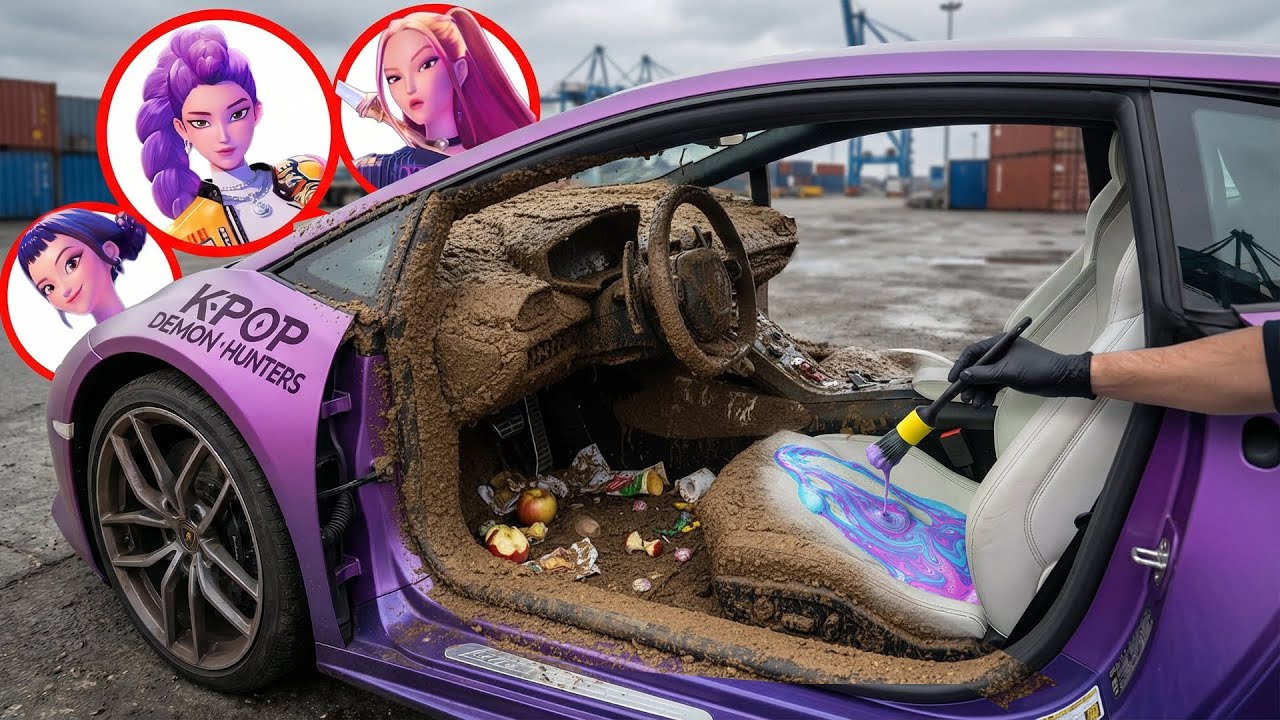 Deep Clean of Abandoned K-Pop Car | Removing Dirt from Huntrix Demon ...