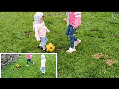 Evin ve Elvin Zelal Futbol oyun macerası.Fell to the ground while running after the ball but got up