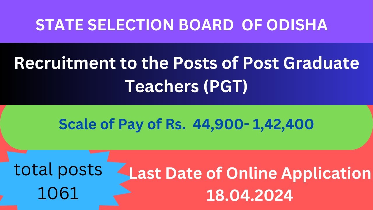 state-selection-board-of-odisha-recruitment-to-the-posts-of-post