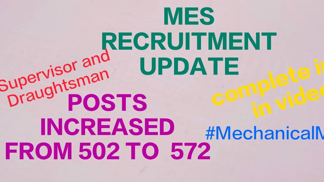 MES SUPERVISOR AND DRAUGHTSMAN 2021 LATEST UPDATES - YouTube