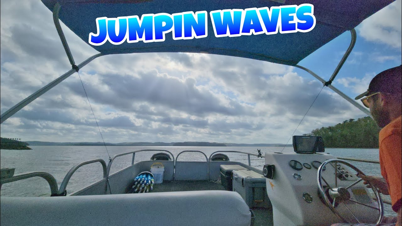 Jumping waves on the Pontoon - Too Windy to Fish - YouTube