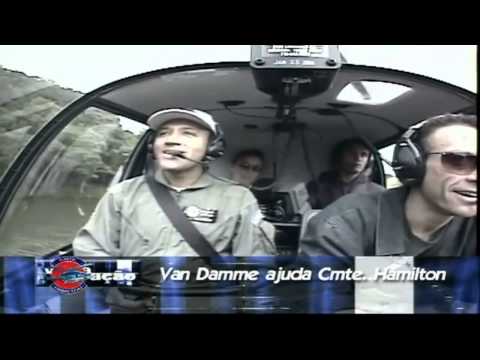 Jean Claude Van Damme - Helicopter ride and imitates RAMBO !
