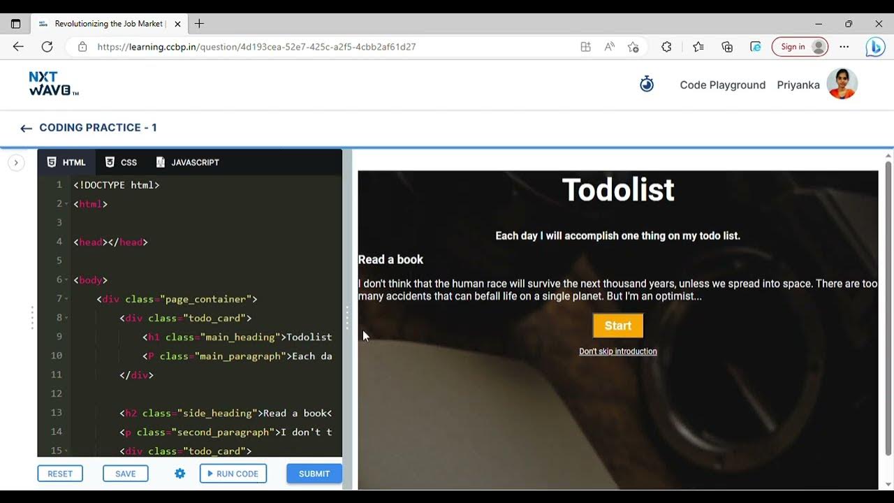 Ccbp Nxt Wave Html Coding Practice 1 Youtube