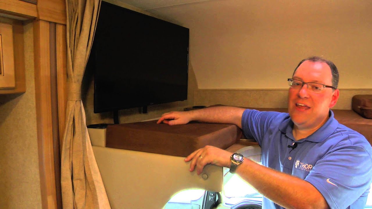 Thor Motor Coach Class C Bunk TV Operation - YouTube