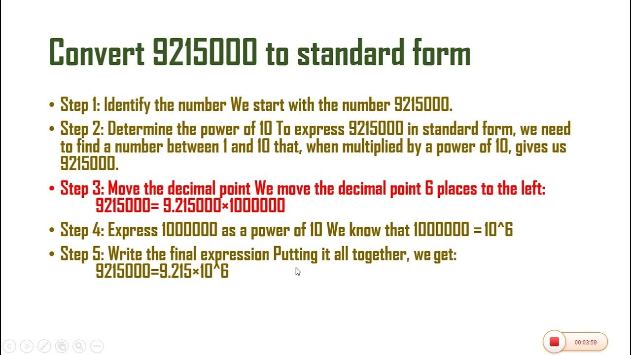 converting numbers to standard form - Mathematics - YouTube