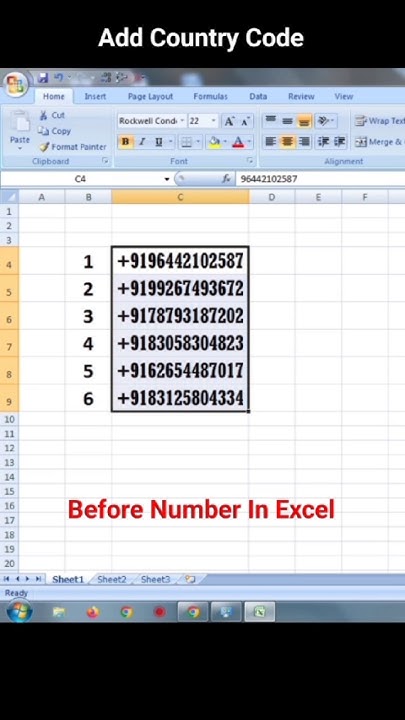 Add Country Code Before Number In Excel Vanktesh Computer Shorts Excel Countrycode