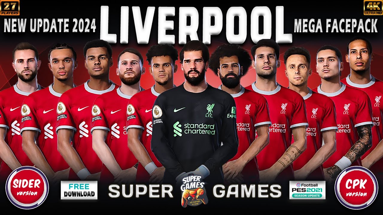 LIVERPOOL Mega Facepack Season 23/24 (27 Players) PES 2021 (SIDER CPK ...