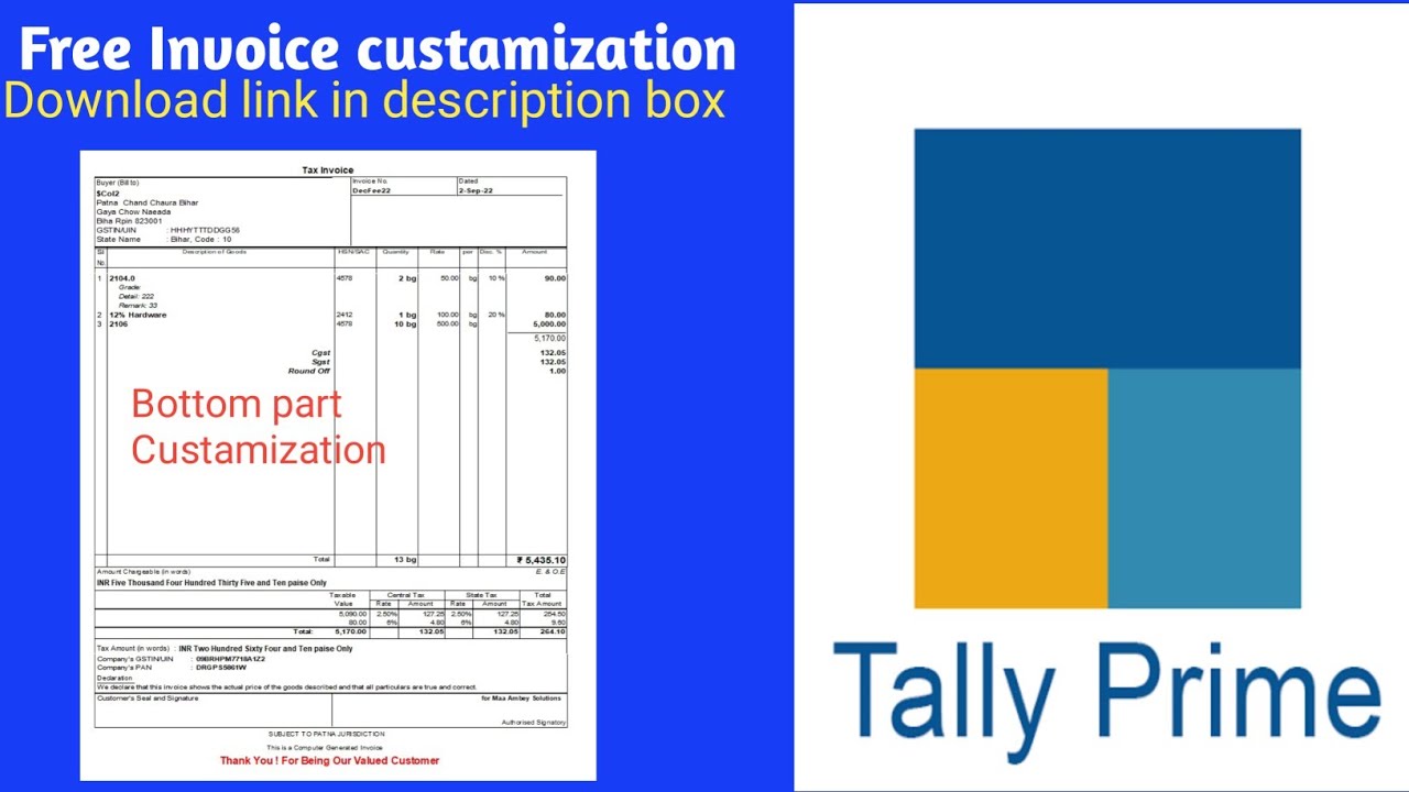 Tally TDL | Free Invoice Custamization TDL | Tally Prime | Design 4 ...