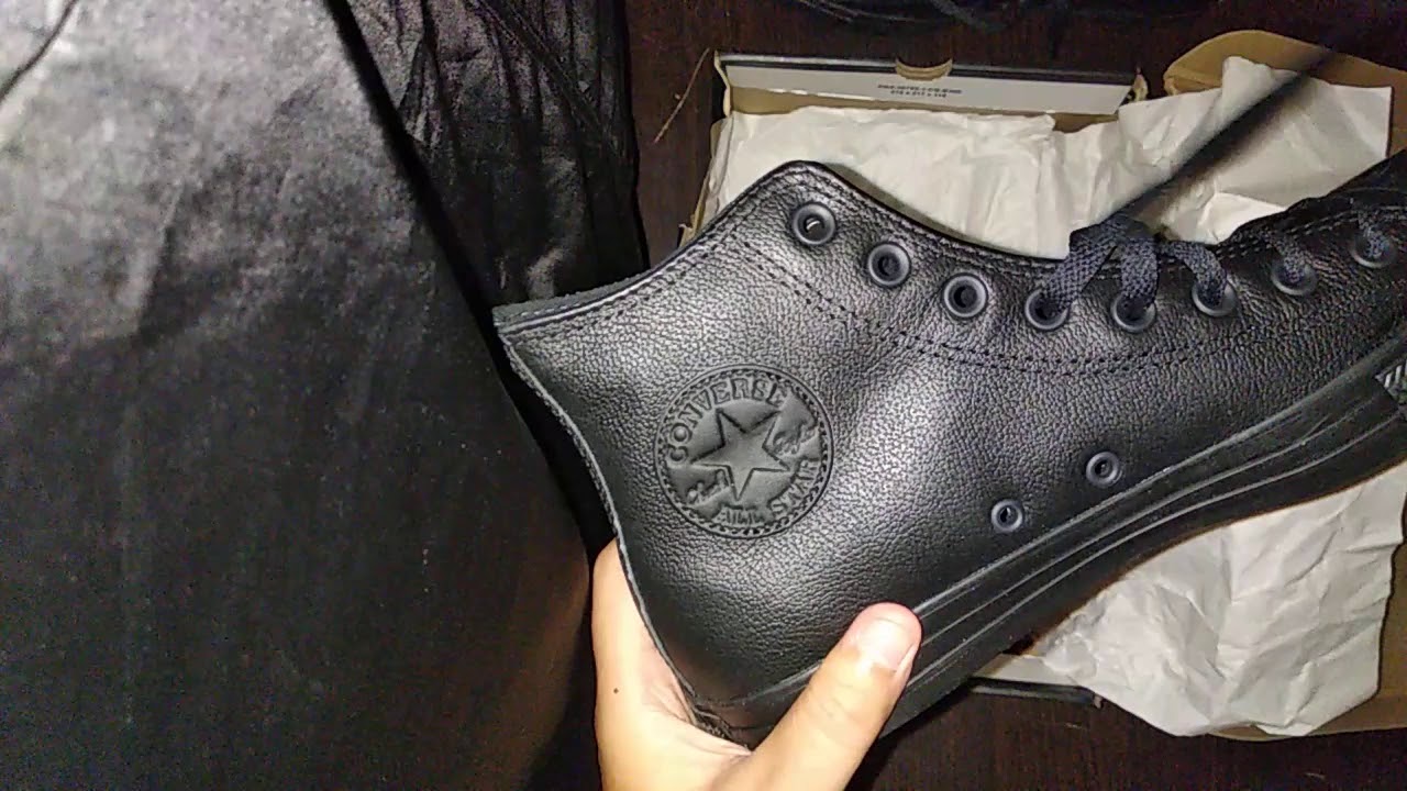 Unboxing Converse CT Leather Hi Black Mono - YouTube