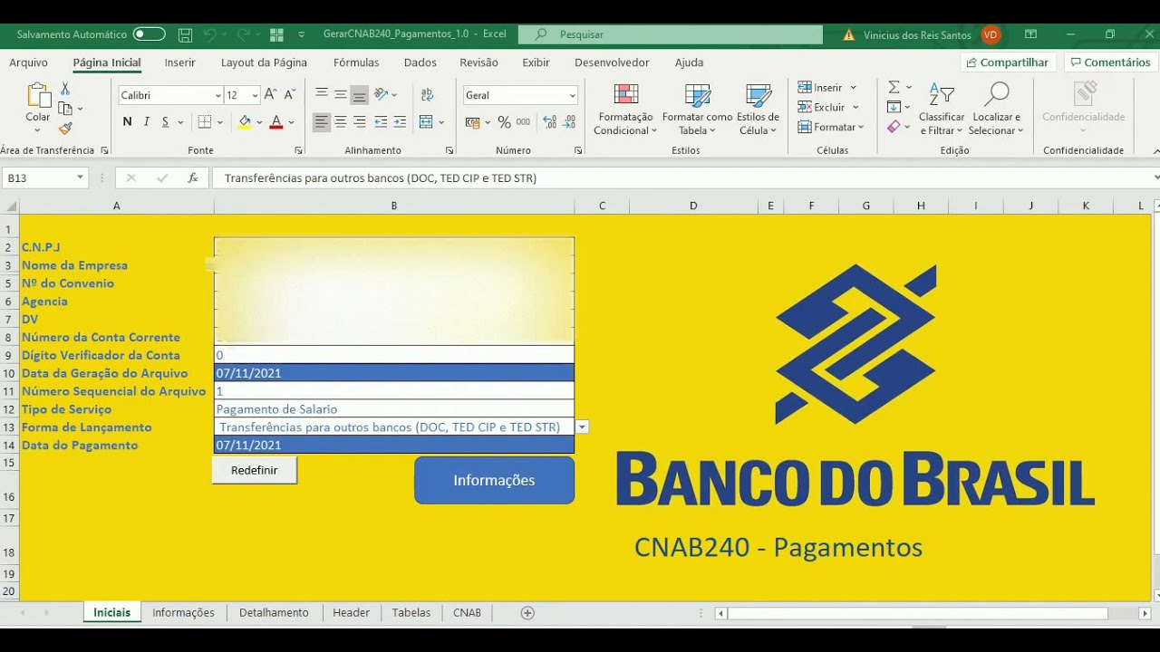 Importação CNAB240 Banco do Brasil - Pagamento - YouTube