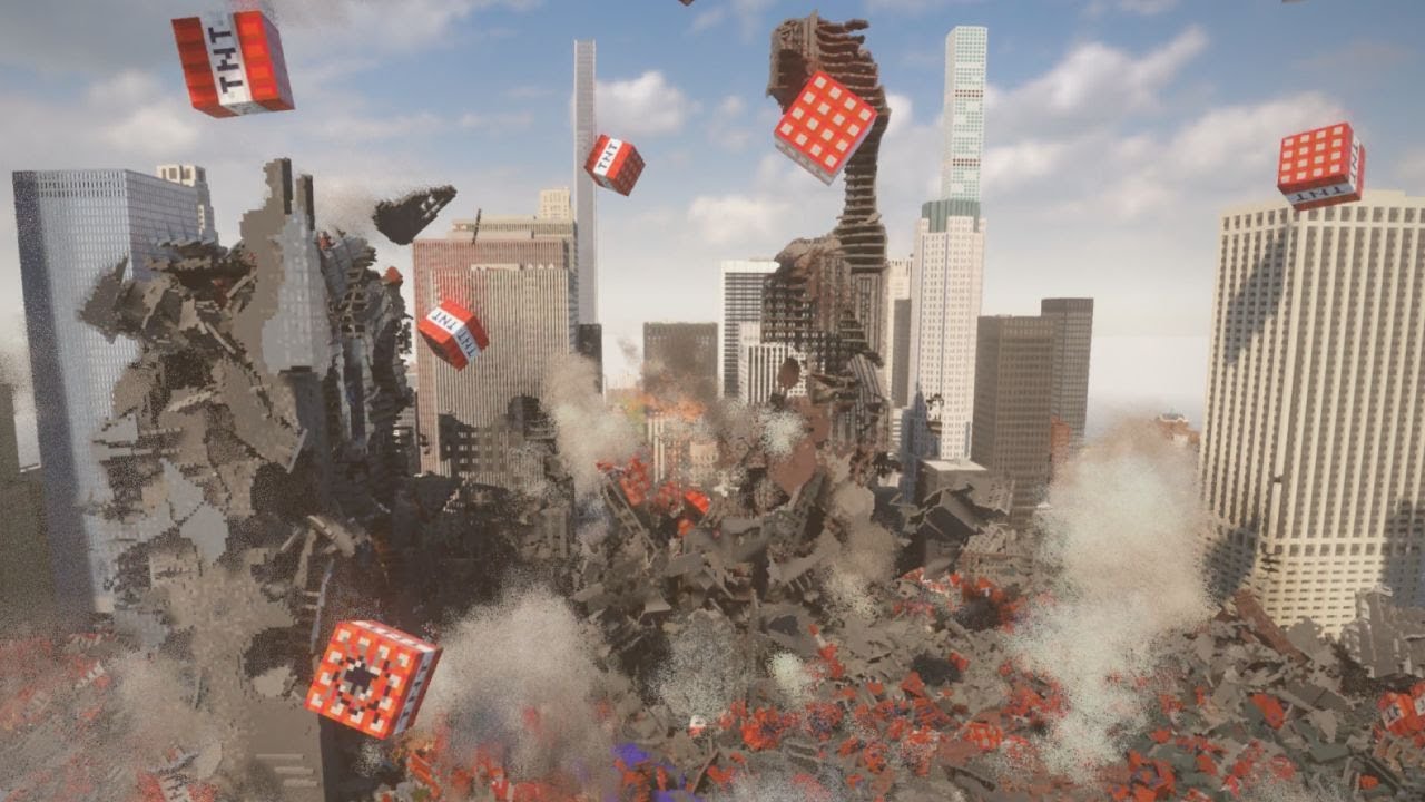 MINECRAFT TNT Rain in NEW YORK TEARDOWN - YouTube