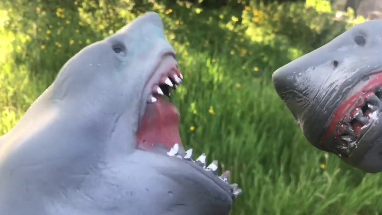 Shark puppet gang and Sharky boy meet slender man - YouTube