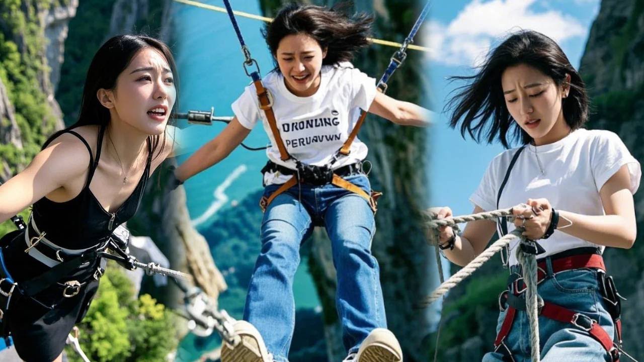 Beautiful Girl Bungee Jumping On A 300-Meter Cliff. It's So Exciting# ...