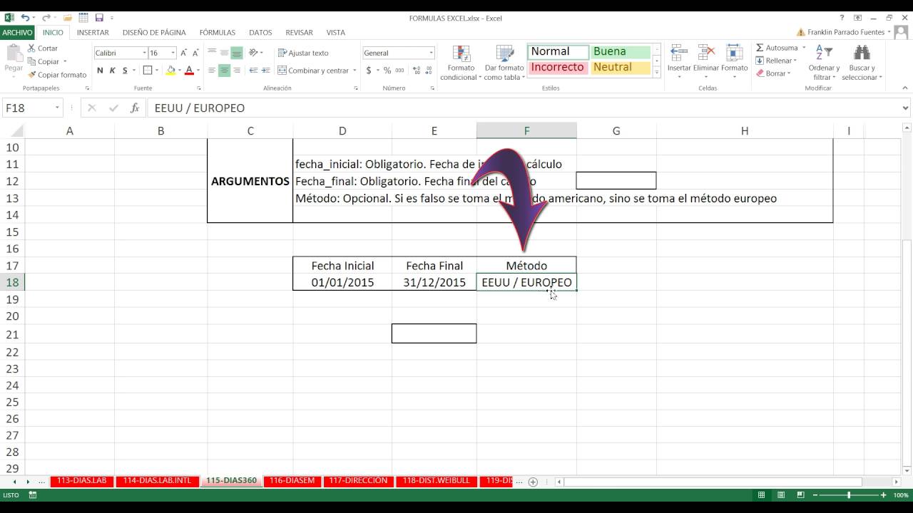 Función DIAS360 Excel 2013: 115 de 448 HD - YouTube