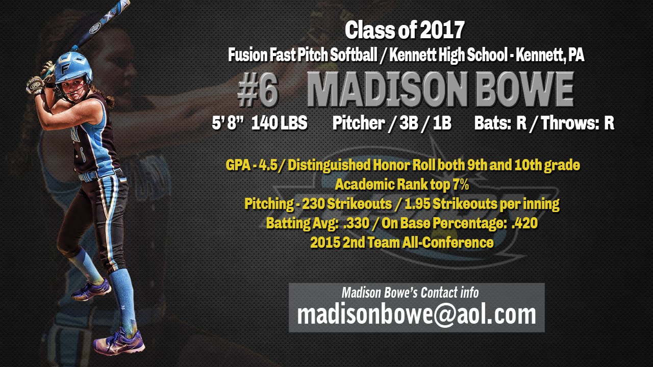 Madison Bowe - Fusion Fast Pitch Softball Skills Set 2015 - YouTube