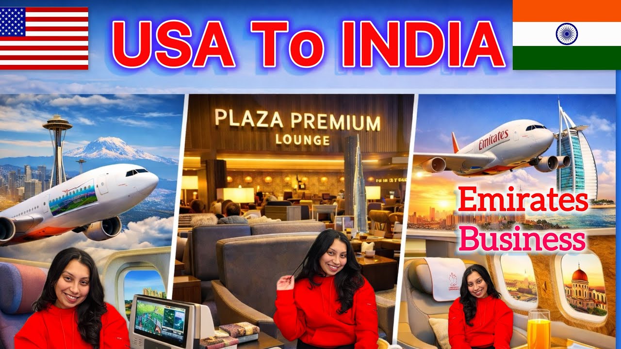 USA SEATTLE TO INDIA Vlog | SEATTLE TO INDIA | Emirates A380 Business ...