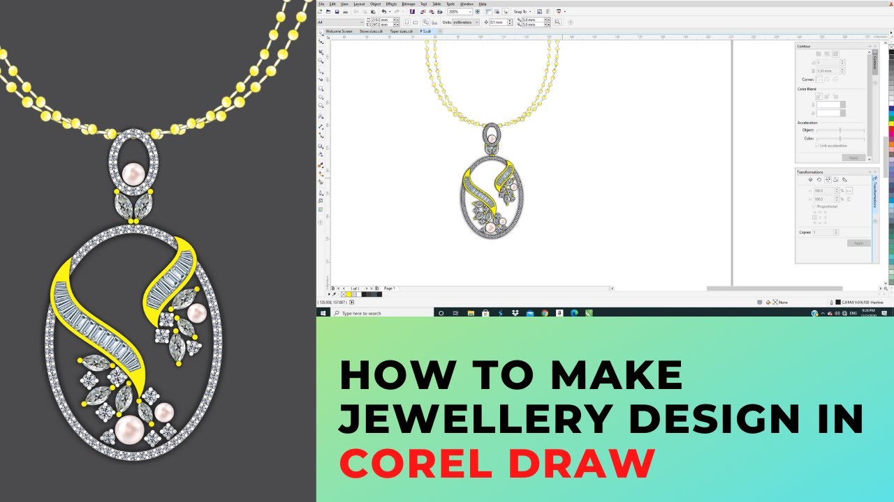 How to make jewellery design in corel draw - YouTube