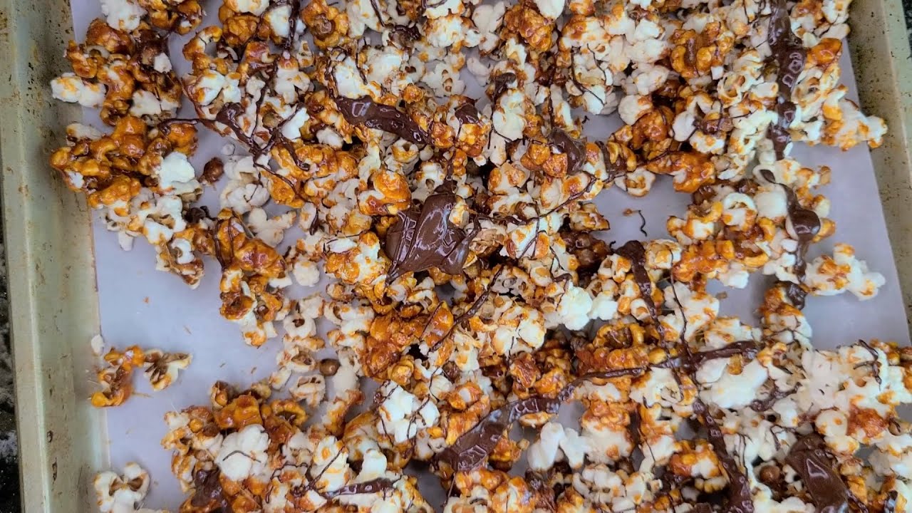 Caramel and Chocolate Drizzle Popcorn - YouTube