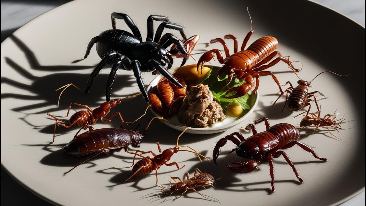 On mange des insectes comestibles : mygales et scorpion au menu ! - YouTube