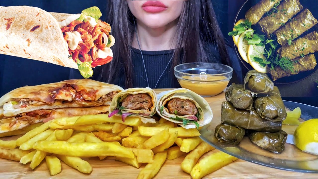 ASMR CHICKEN SHAWARMA, TURKISH DONER KEBAB, DOLMA / SARMA MUKBANG - YouTube