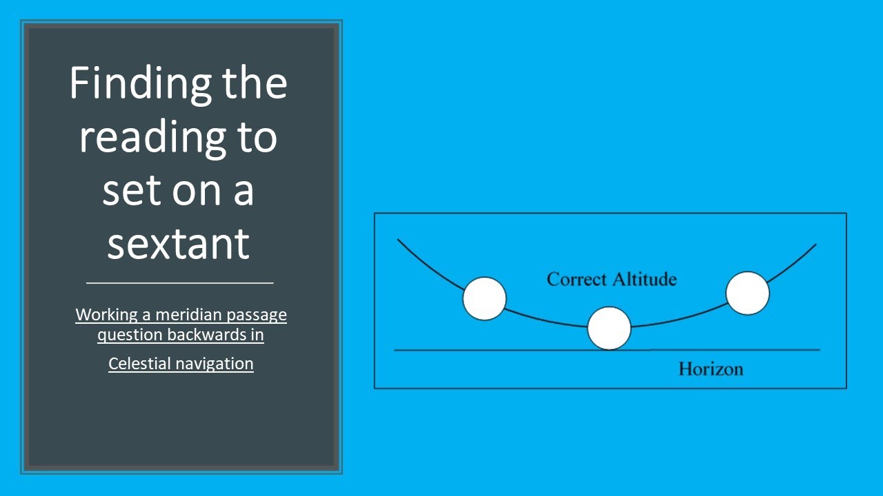 Finding the reading to set on a sextant - Working a meridian passage ...