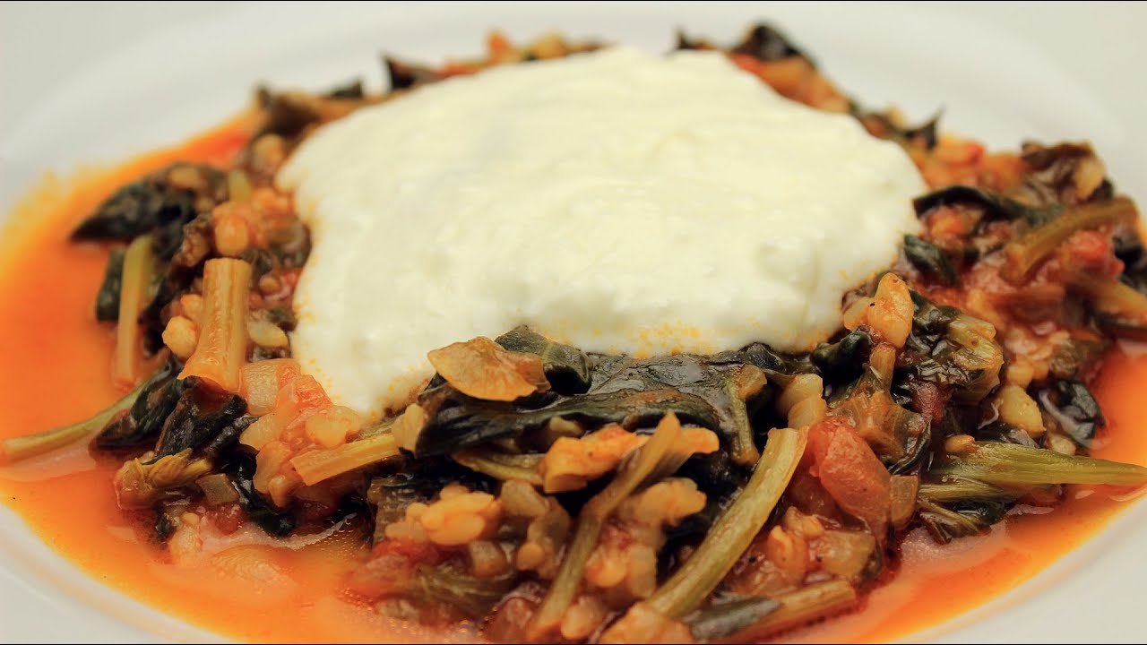 Spinach Stew with Rice and Wheat - Turkish Spinach Recipe - YouTube