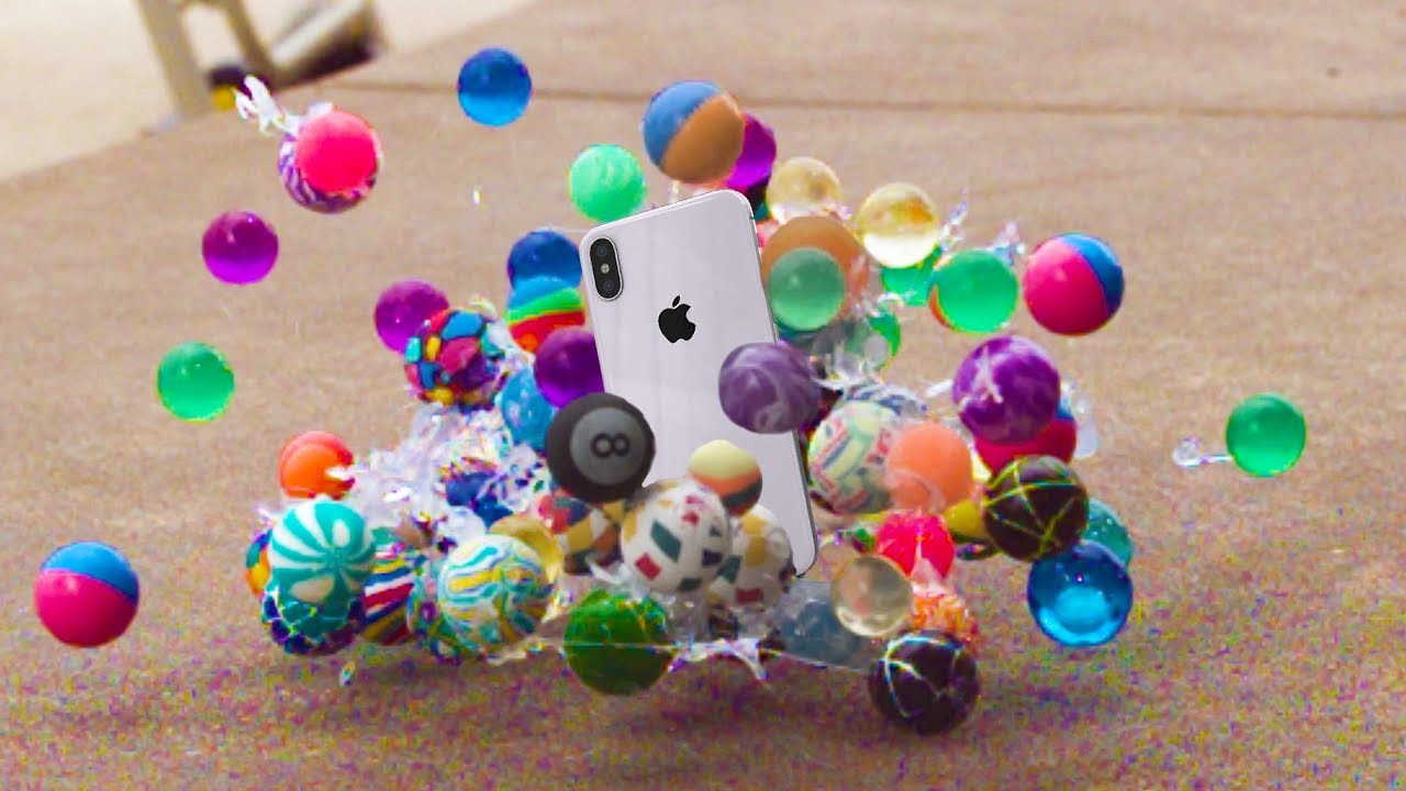 Can Bouncy Balls Protect iPhone X from Extreme Drop Test? - YouTube