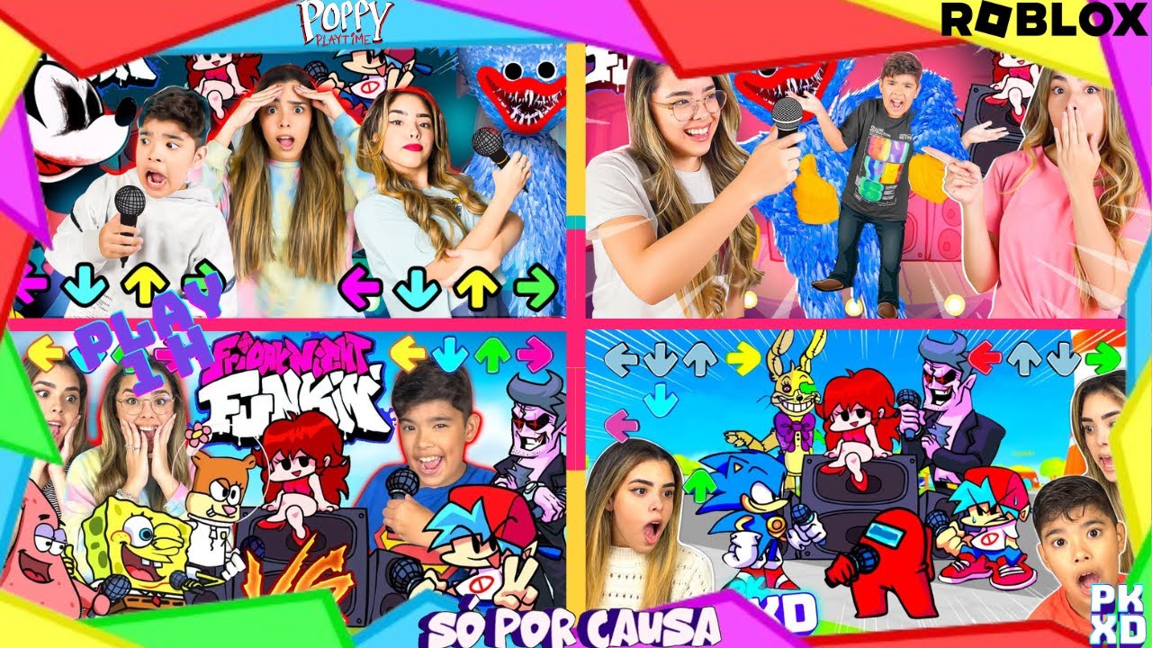 Friday Night Funkin' com Poppy Playtime, Roblox e PK XD - Estevão, Milla e Milly #soporcausa ...