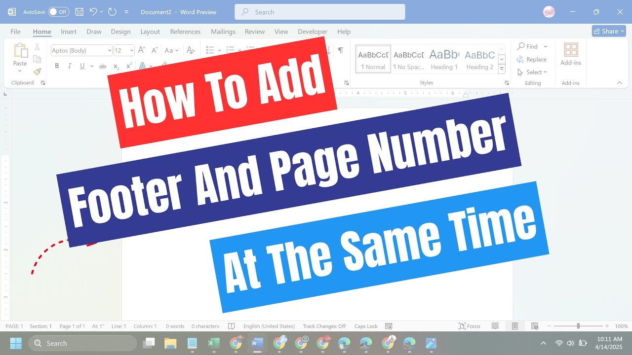 How To Add Footer And Page Number At The Same Time - YouTube