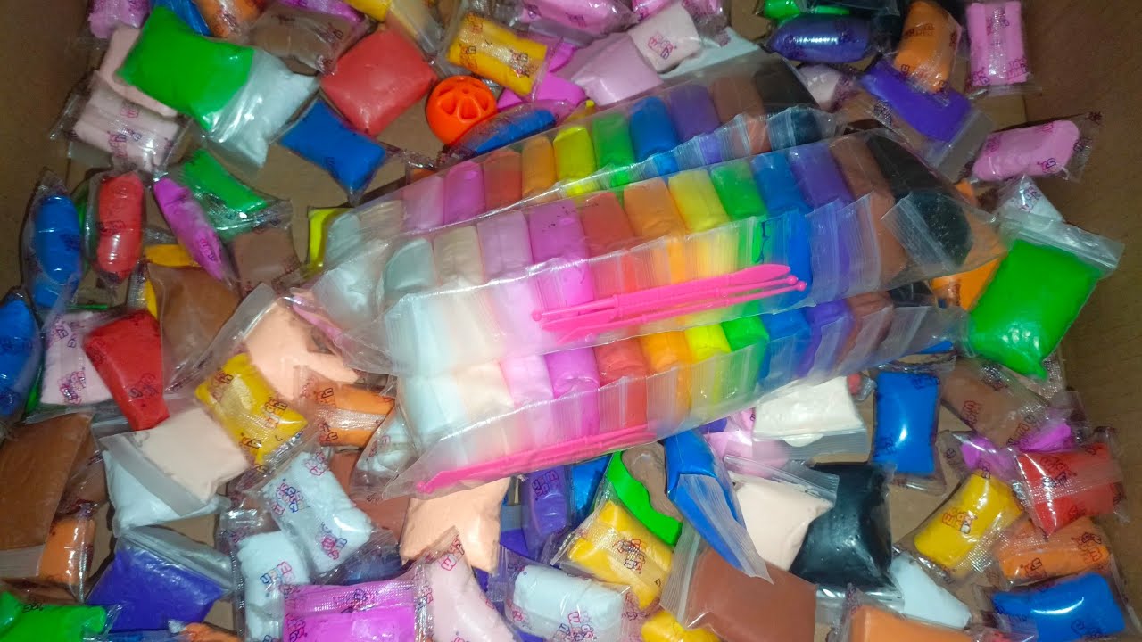 Mixing 300+ soft clay into clear slime - satisfying slime videos - YouTube
