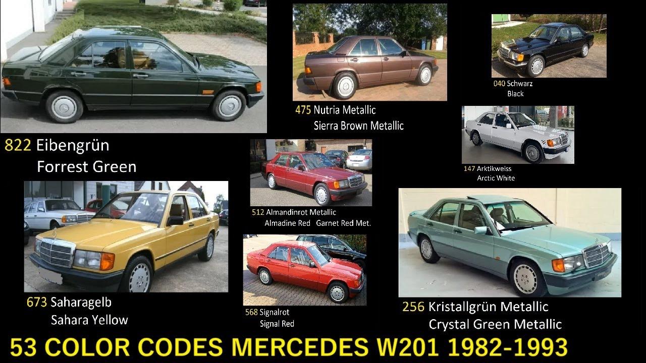 COLOR PALETTE MERCEDES W201 190 1982 - 1993 - YouTube