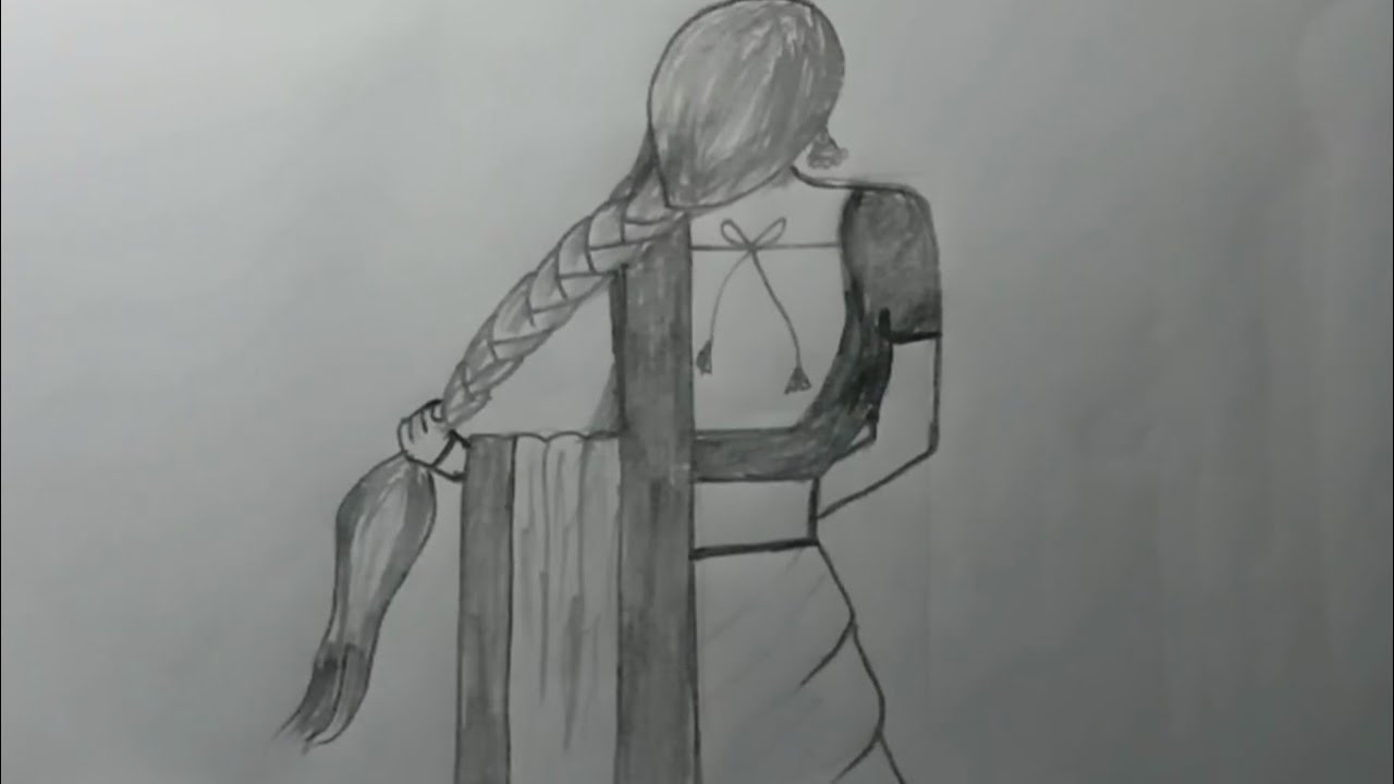 How to draw a girl backside easy with pencil. Draw a beautiful girl ...