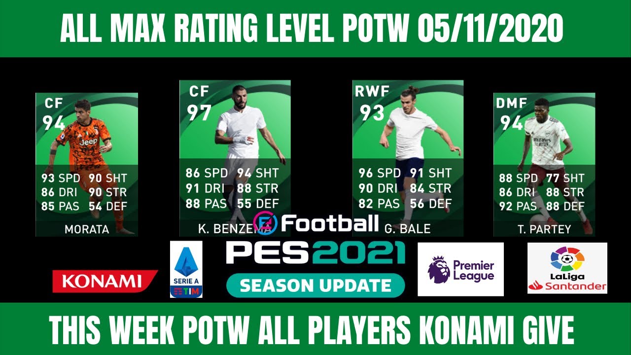 ALL MAX RATING LEVEL PLAYER POTW 05' NOVEMBER 2020 PES 2021 MOBILE FT ...