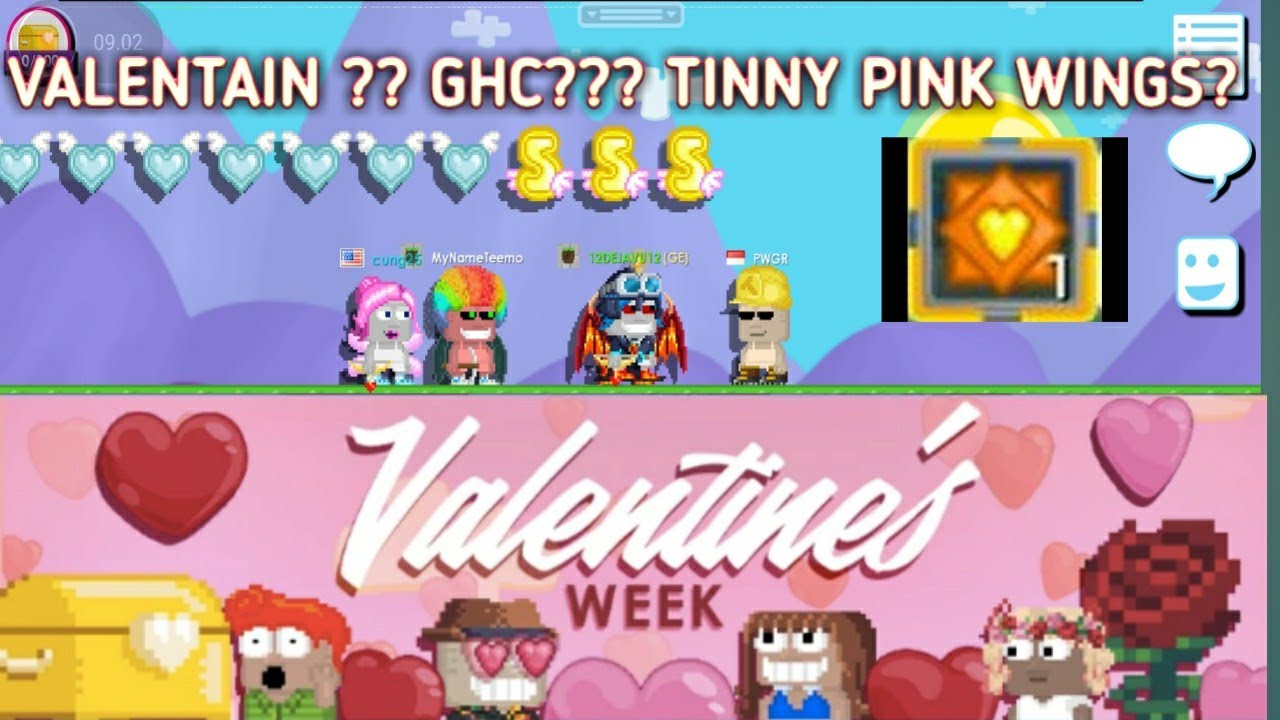 Growtopia- Valentain?? Tinny pink wings?? GHC?!!??? - YouTube