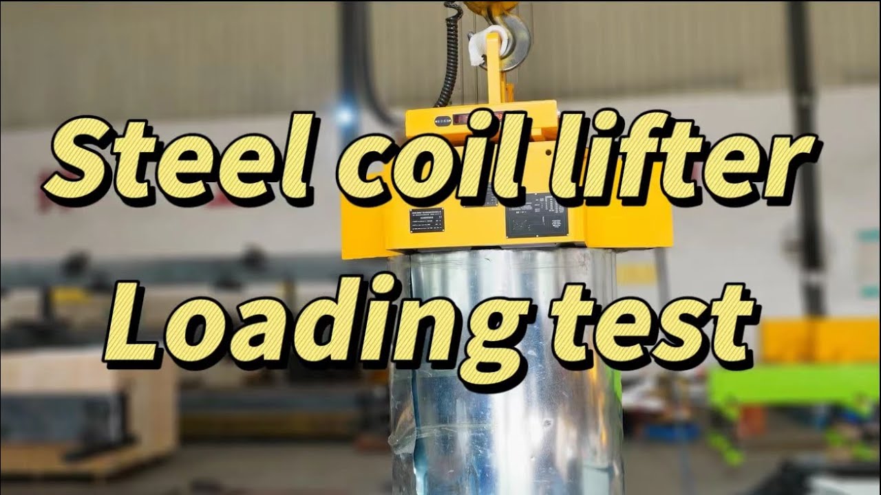 Steel coil lifter load testing before shipment Magnetic lifter - YouTube