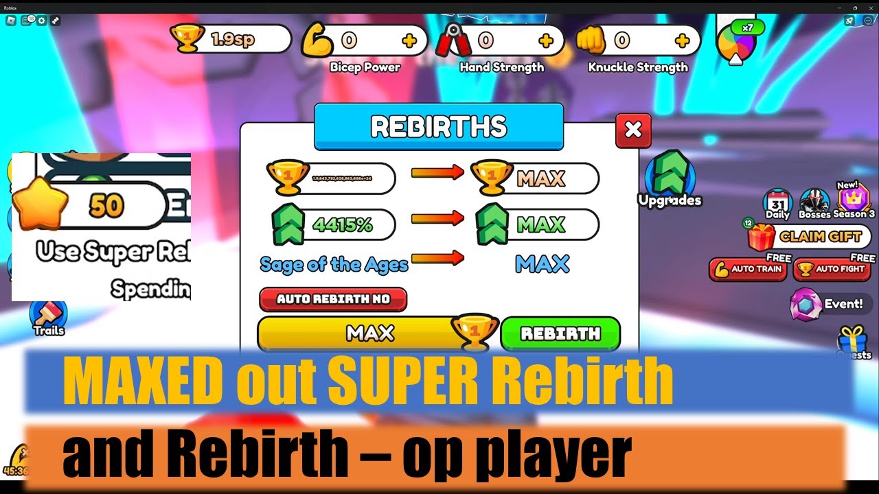 I MAXED out SUPER REBIRTH and REBIRTH in Arm Wrestle Simulator - YouTube