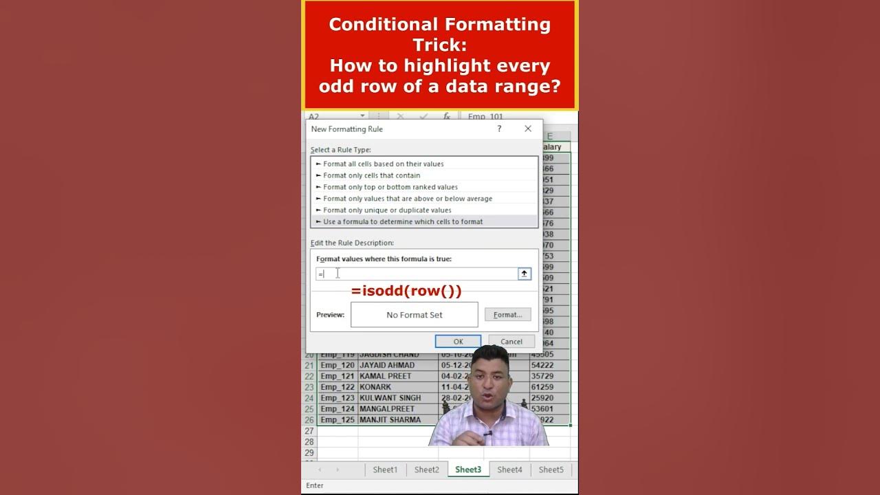 How to highlight odd numbered rows using conditional formatting?#shorts #exceltips #exceltricks ...