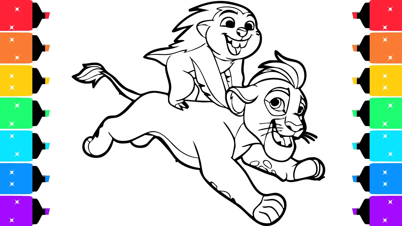 Drawing The Lion Guard Coloring Pages | Coloring Kion and Bunga - YouTube