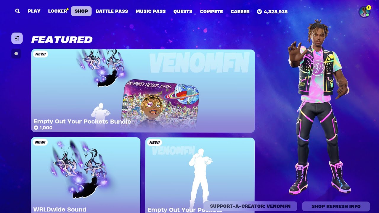*NEW* Juice WRLD BUNDLE w/ Empty Out Your Pockets Emote & Contrail ...