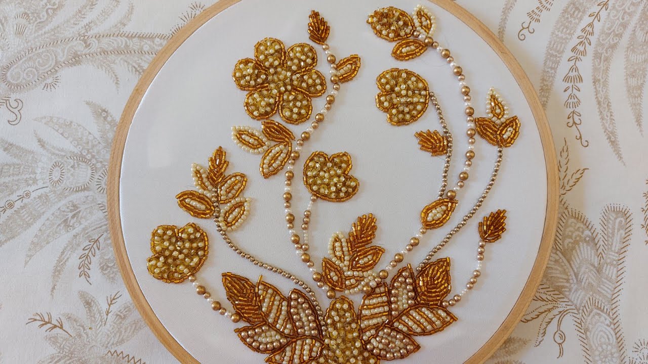 How to do beads Embroidery/beads flower embroidery/beads work/hand ...