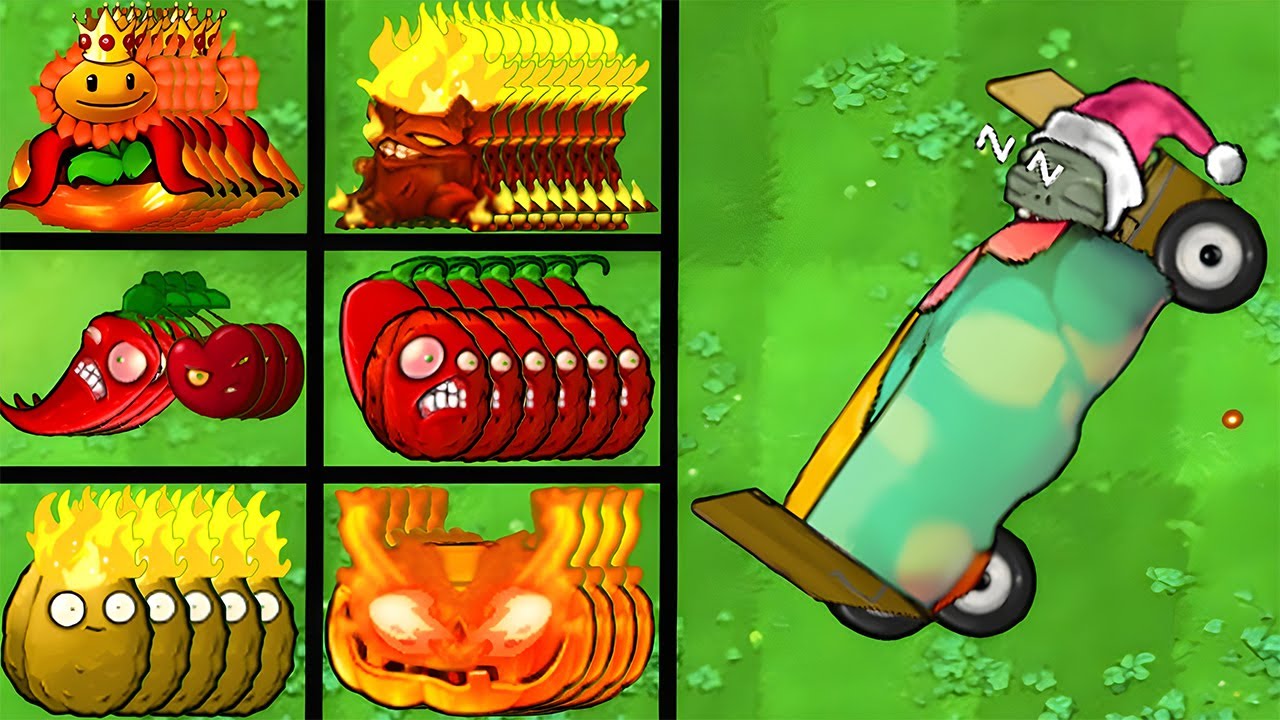 PVZ 1 Hybrid Challenge | Fire Hybrid Plants Vs King Bed Zombie ...