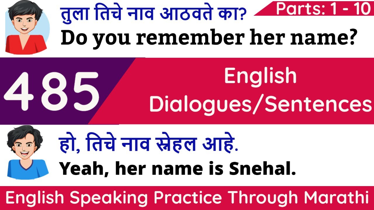 485 English Dialogues /Sentences Speaking Practice Through Marathi ...