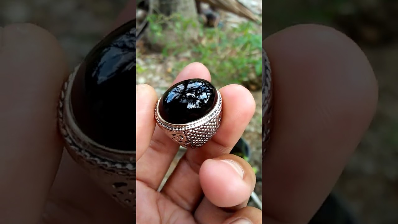 Batu akik yaman hitam | kecubung api - YouTube