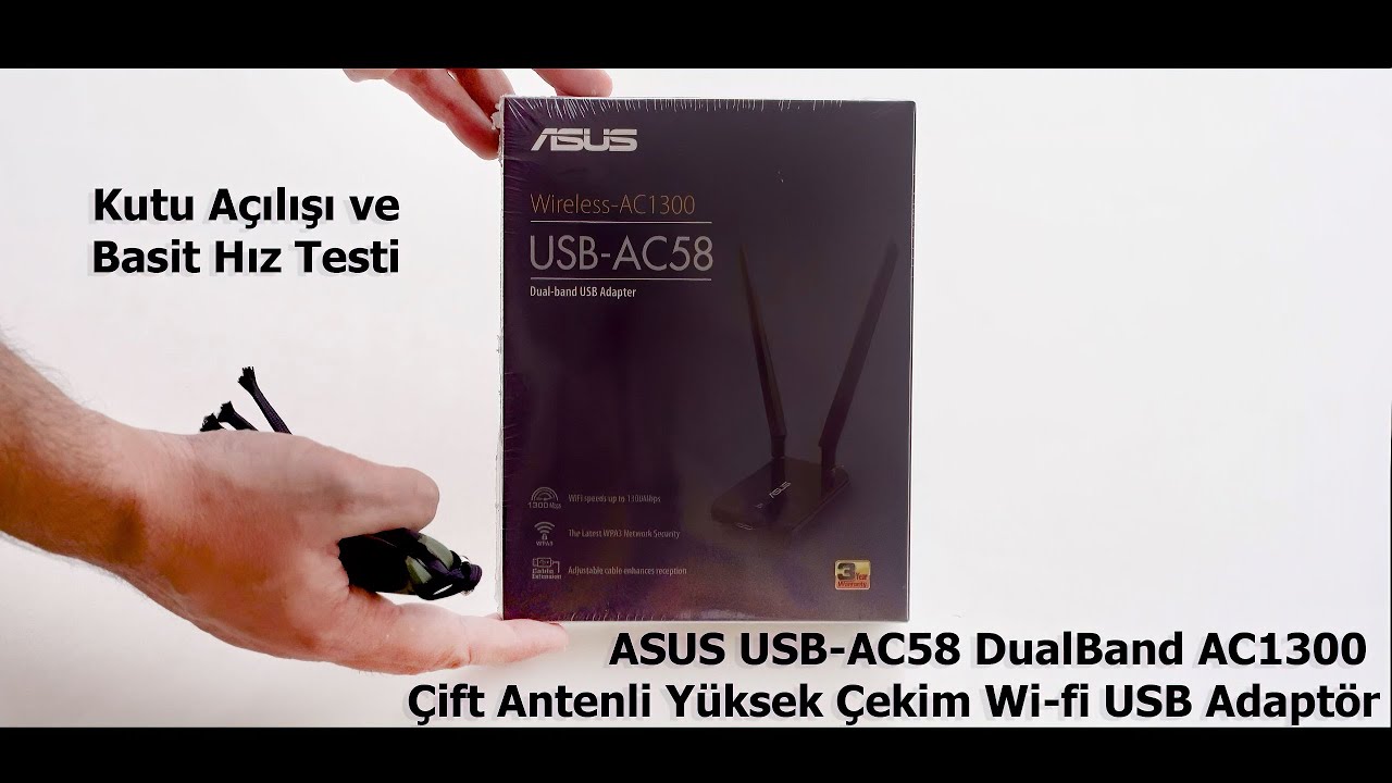 ASUS USB-AC58 DualBand AC1300 Kutu Açılışı ve Basit Hız Testi - YouTube
