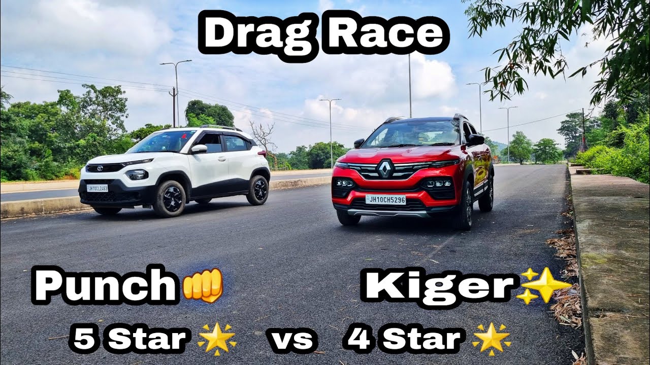 Drag Race 🏁: Tata punch👊 VS Renault Kiger ️ 5 Star vs 4 Star Safest car ...