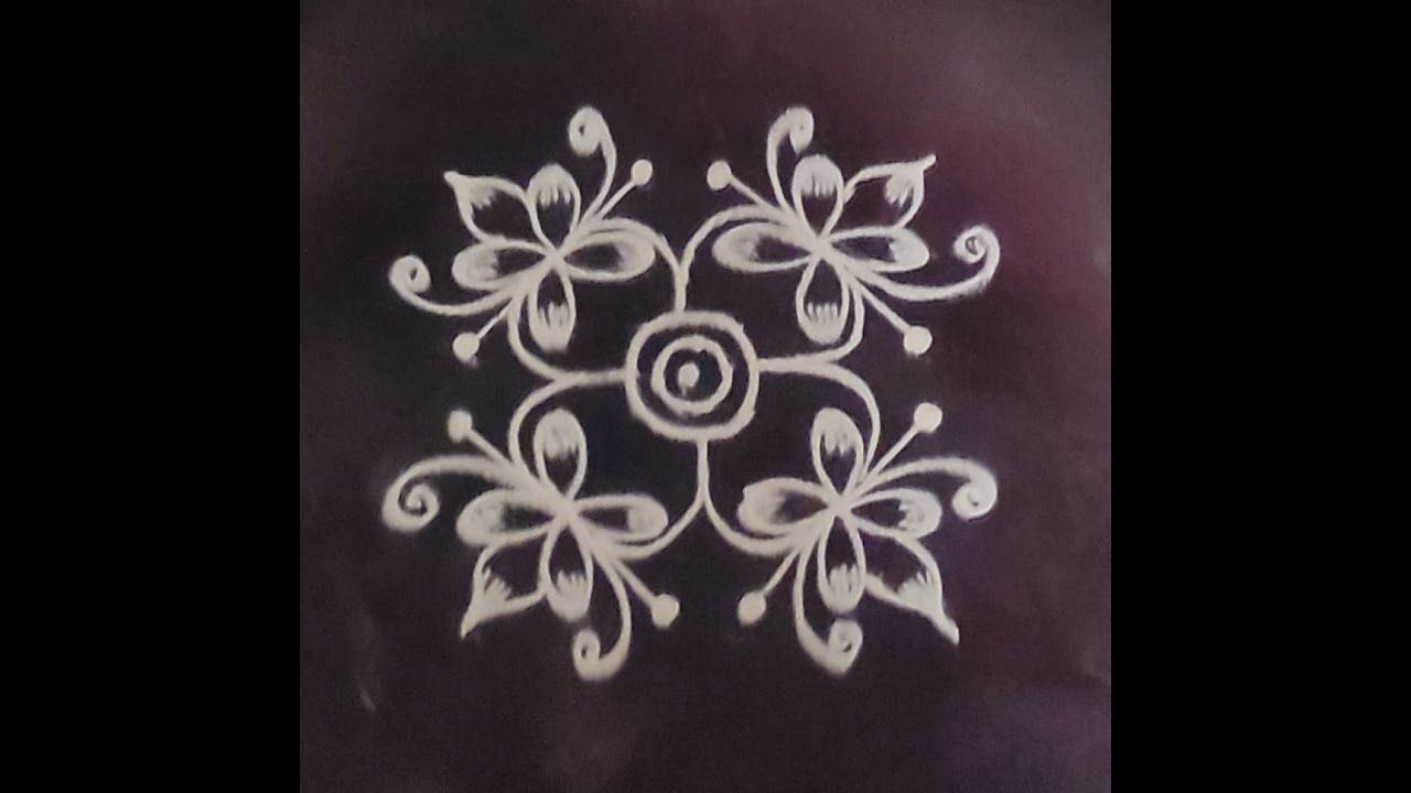 Simple 6 to 6 dots rangoli ll - YouTube