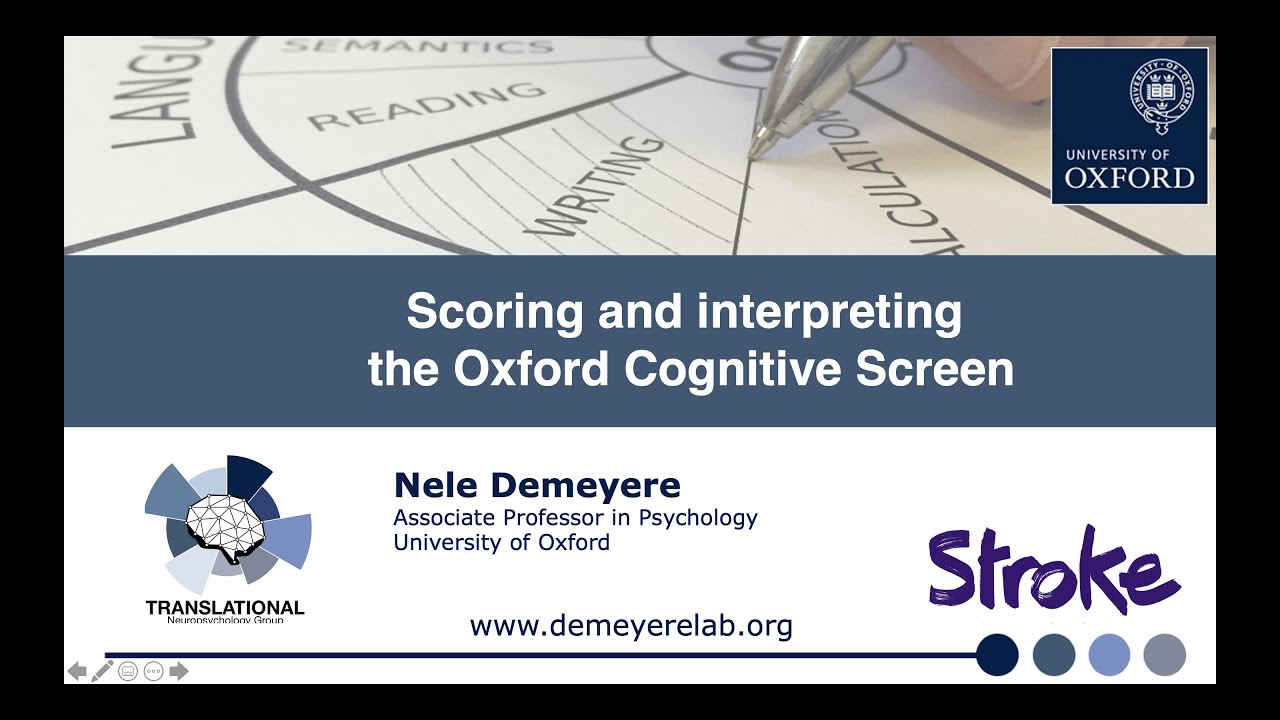 Scoring, Interpretation and Reporting for the Oxford Cognitive Screen ...