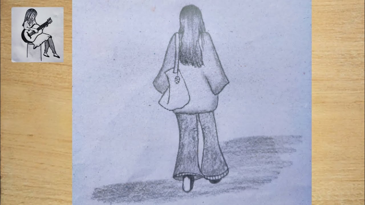 How to draw girl walking || Step by step pencil sketch for beginners ...