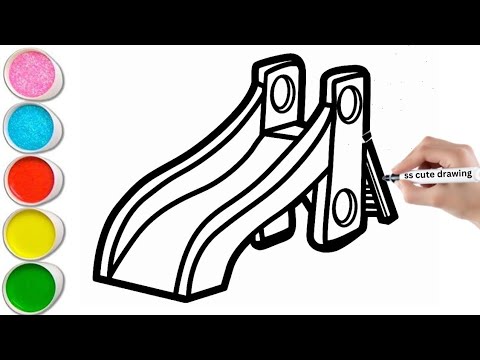 How To Draw A Playground Slide - Preschool | Step by Step Easy | Slide ...